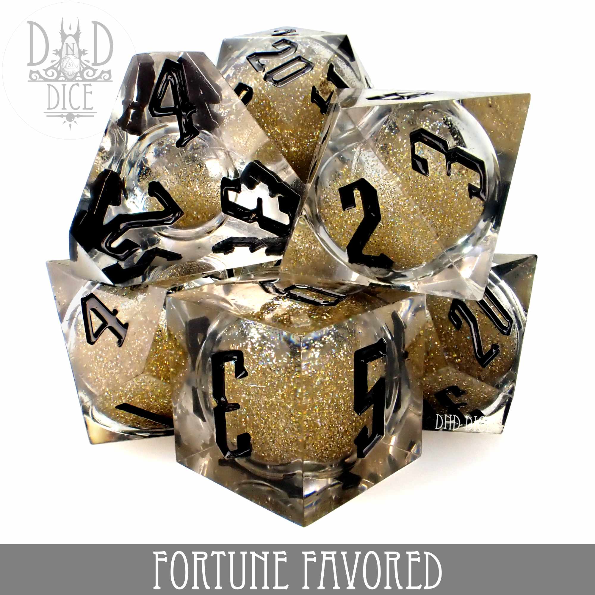 Game Crave Tournament Store - Fortune Favored Liquid Core Dice Set